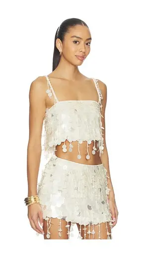 Retrofete Eudora Fringed Sequin Crop Top