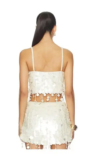 Retrofete Eudora Fringed Sequin Crop Top