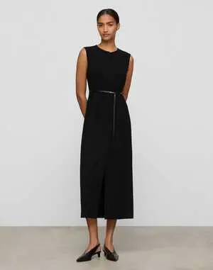 Lafayette 148 New York Crepe Sleeveless Belted Sheath Dress - Black