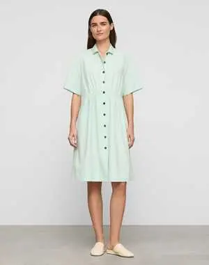 Lafayette 148 New York Organic Cotton Poplin Shirt Dress - Aquamarine