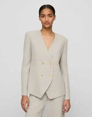 Lafayette 148 New York Plaid Double-breasted Blazer