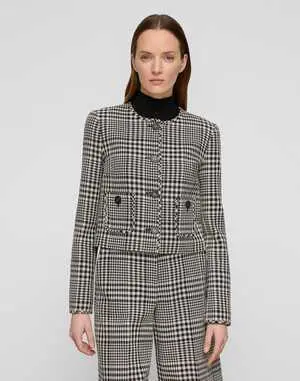 Lafayette 148 New York Plaid Patch Pocket Cropped Jacket
