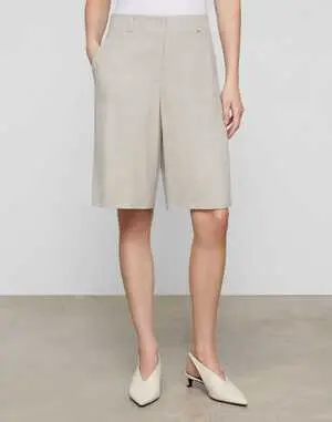 Lafayette 148 New York Plaid High-rise Wide-leg Shorts - Cement