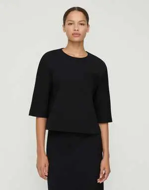 Lafayette 148 New York Scuba Jersey Patch Pocket T-shirt - Black
