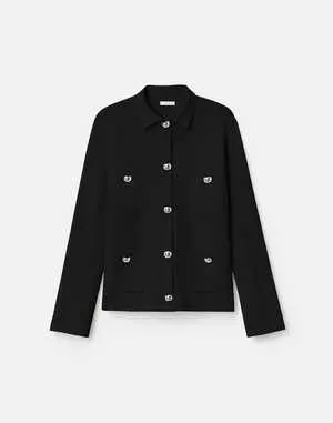 Lafayette 148 New York Crepe Knit Shirt Jacket - Black