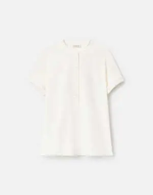Lafayette 148 New York Organic Silk Henley Blouse - Cloud