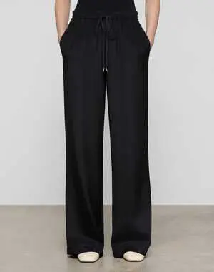 Lafayette 148 New York Organic Silk Wide Leg Pants - Black
