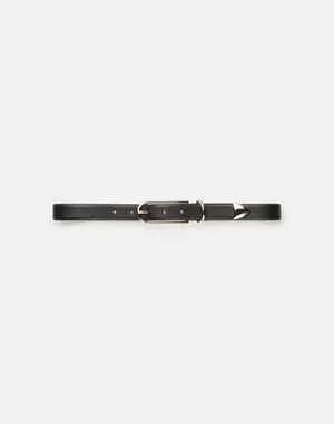 Lafayette 148 New York Grained Leather Skinny Belt - Black