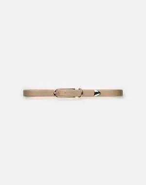 Lafayette 148 New York Grained Leather Skinny Belt - Cement