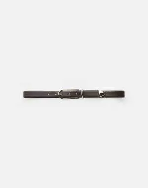 Lafayette 148 New York Grained Leather Skinny Belt - Truffle