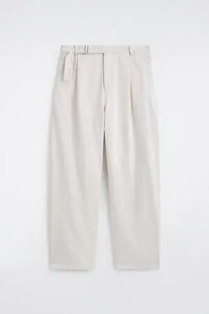 Cos Belted Denim Relaxed-fit Barrel-leg Pants - White