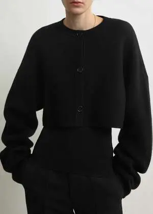 TOTEME Cropped Oversized Cardigan - Black