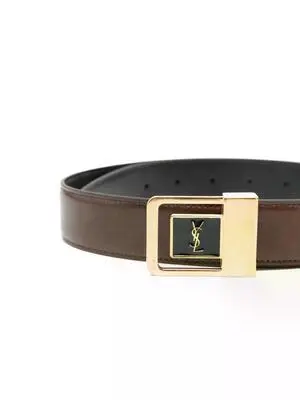 Saint Laurent Logo Buckle Belt - Brown