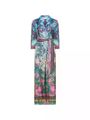 PIERRE-LOUIS MASCIA Floral-motif Belted Shirt Dress - Green