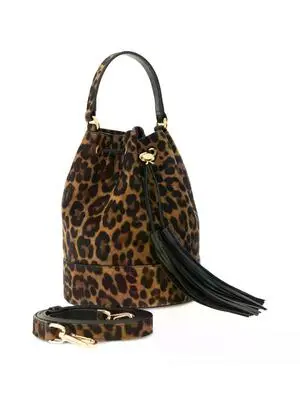 GIANVITO ROSSI Leopard Print Sienna Bucket Bag - Brown