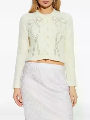 LoveShackFancy Leocadia Beaded Bow Cardigan