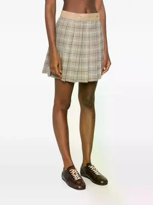 Moncler Pleated Checkered Mini Skirt - Brown