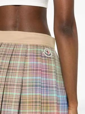 Moncler Pleated Checkered Mini Skirt - Brown