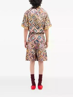 PIERRE-LOUIS MASCIA Geometric-pattern Knee-length Shorts