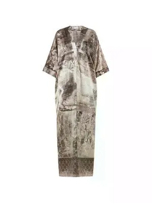 PIERRE-LOUIS MASCIA Abstract-print Kaftan - Neutrals