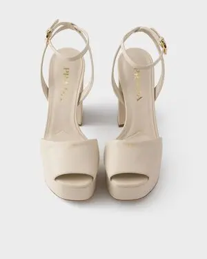 Prada Nappa Leather Platform Sandals - Ivory