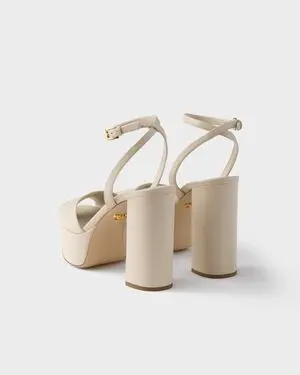 Prada Nappa Leather Platform Sandals - Ivory