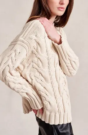 LA LIGNE Rhys Cable Knit Sweater
