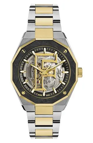 FERRAGAMO Edge Skeleton Automatic Bracelet Watch - Two Tone