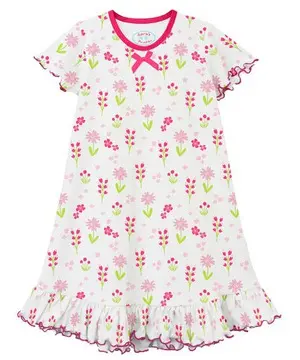 SARA’S PRINTS Short Sleeve Ruffle Nightgown - Blossoming