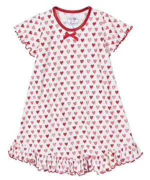 SARA’S PRINTS Short Sleeve Ruffle Nightgown - Gingham Hearts