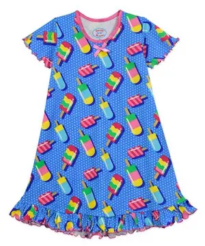 SARA’S PRINTS Short Sleeve Ruffle Nightgown - Popsicles