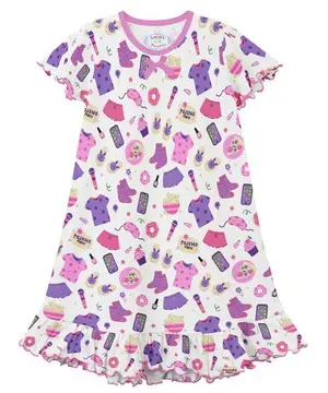 SARA’S PRINTS Short Sleeve Ruffle Nightgown - Sleepover