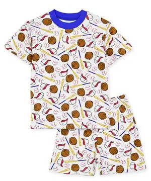 SARA’S PRINTS Loose Fit Classic Short Pajama 2-piece Set - Baseball Game
