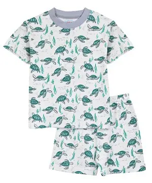 SARA’S PRINTS Loose Fit Classic Short Pajama 2-piece Set - Turtles
