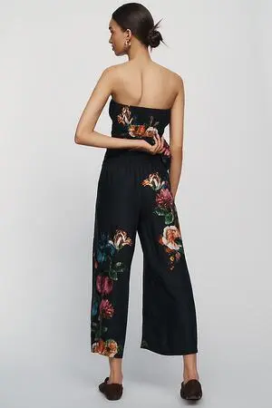 THE SOMERSET COLLECTION BY ANTHROPOLOGIE Silken Floral Pants - Black Pattern