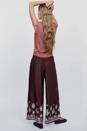 THE SOMERSET COLLECTION BY ANTHROPOLOGIE Silken Floral Pants - Brown Pattern