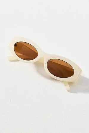 Anthropologie Oval Slim East-west Sunglasses - Cream