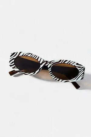Anthropologie Oval Slim East-west Sunglasses - Translucent Zebra