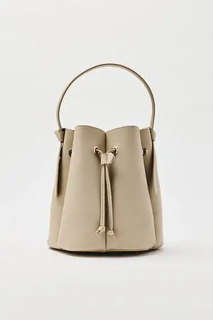 MELIE BIANCO Vegan Leather Bucket Bag - Light Grey