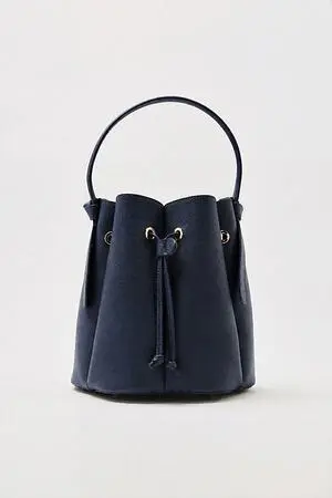 MELIE BIANCO Vegan Leather Bucket Bag - Navy