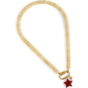 Madewell Beaded Star Carabiner Necklace - Pale Marzipan