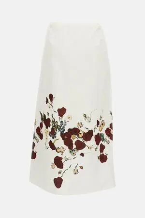 Khaite Floral Print Midi Skirt