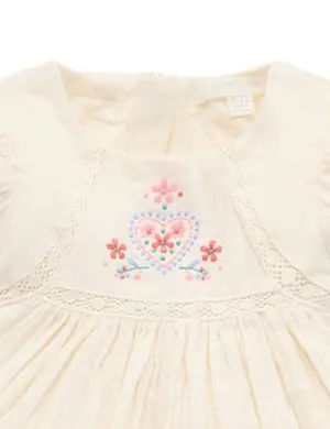 PUREBABY Embroidered Muslin Dress