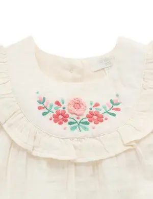 PUREBABY Embroidered Top And Bloomer Set