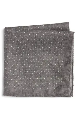 JACK VICTOR Keele Neat Dot Silk Pocket Square Charcoal