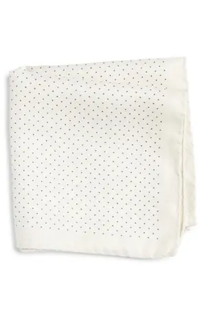JACK VICTOR Keele Neat Dot Silk Pocket Square Ecru