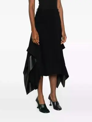 Loewe Midi Skirt With Leather Details And Belt Loops