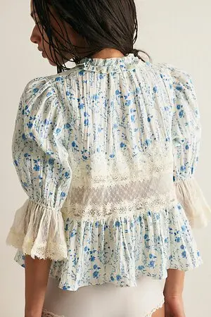 Free People Forever Young Printed Bed Jacket - Ivory Combo