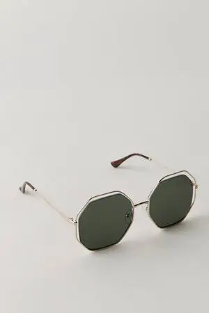 Free People Stevie Hex Sunglasses - Night Teal