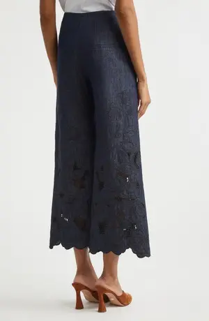 Veronica Beard Osborne Wide-leg Eyelet Pants